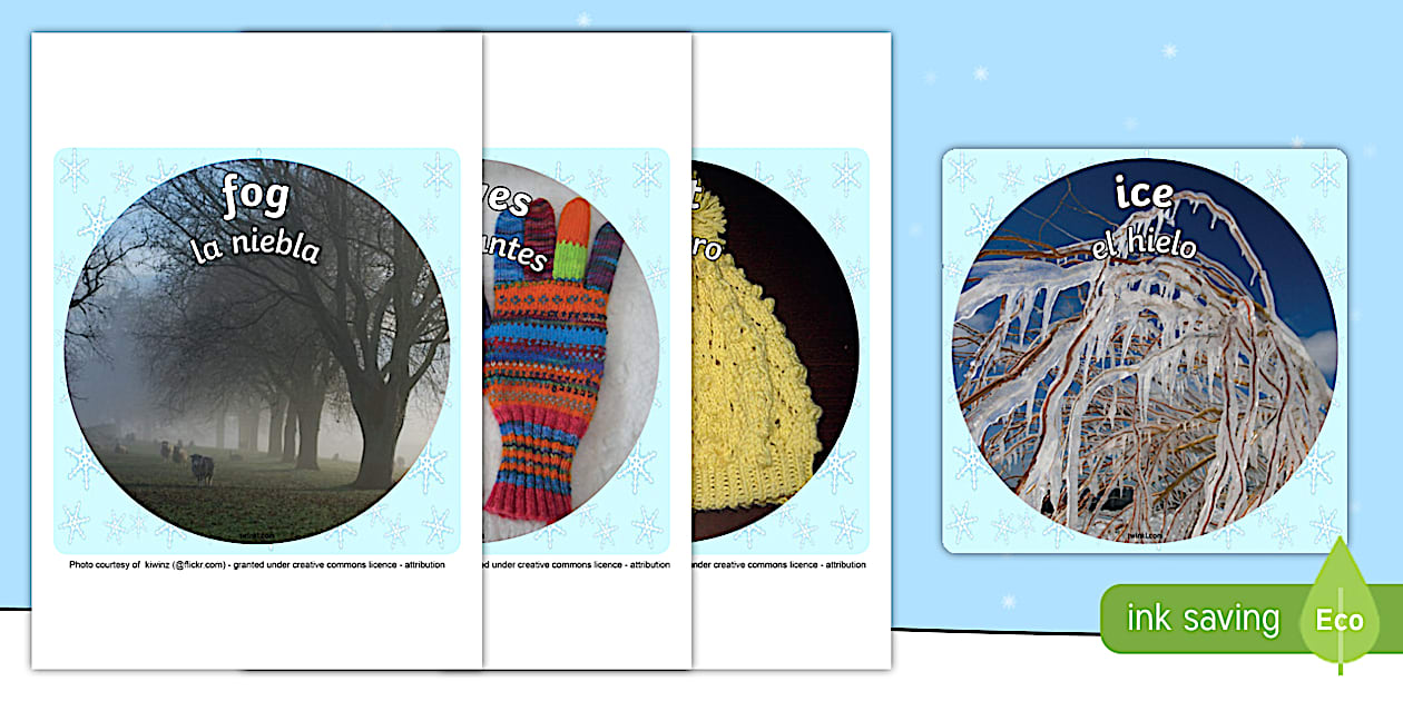 Winter Display Circle Photo Cut-Outs - English / Spanish - Winter Display