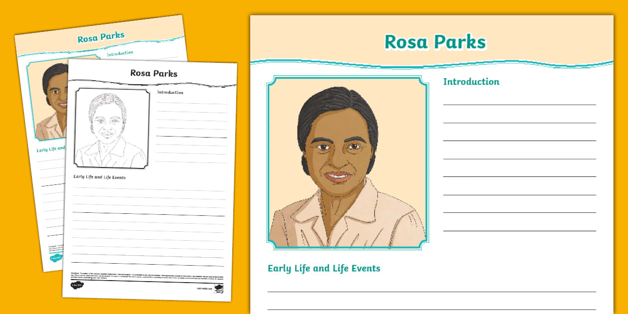 Rosa Parks Biography Template (teacher made) - Twinkl