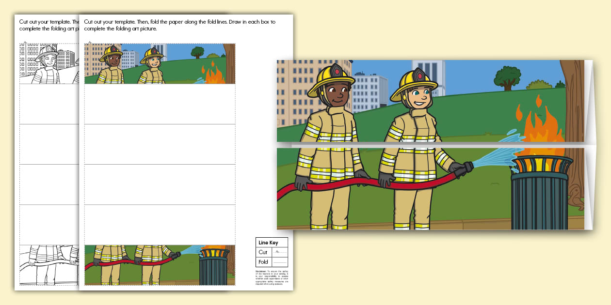 Firefighter Folding Art Template - Twinkl