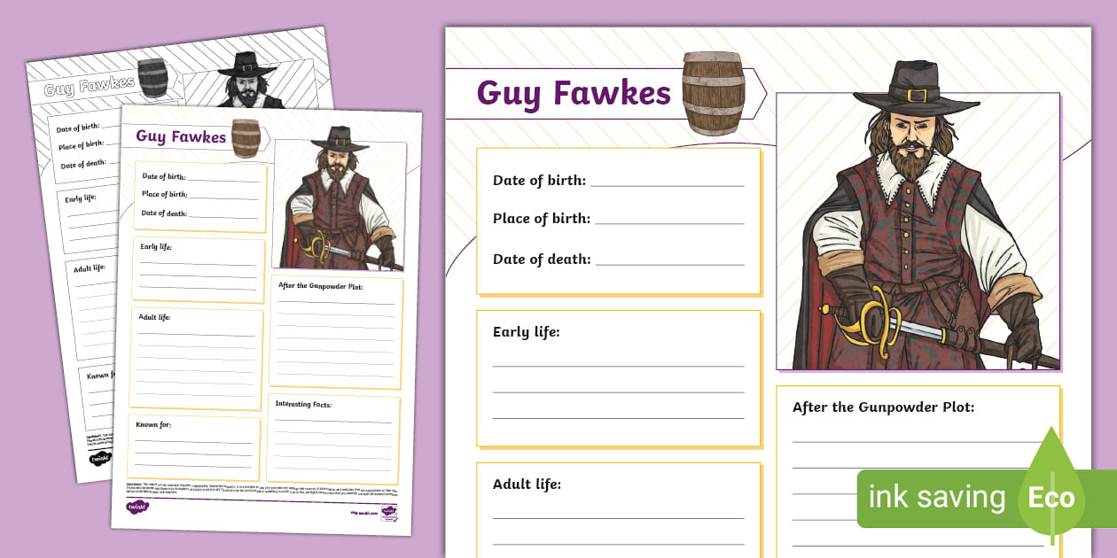 KS2 Guy Fawkes Fact File Template (teacher made) - Twinkl