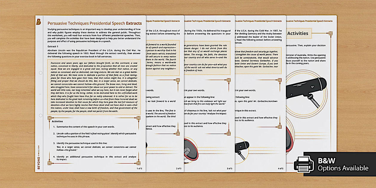 Persuasive Techniques Presidential Speech Extracts - Twinkl