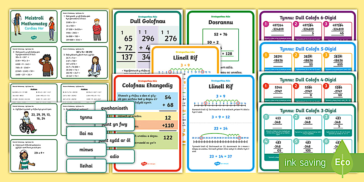 Wal Weithio Mathemateg Blwyddyn 5 & 6 - Adio a Thynnu