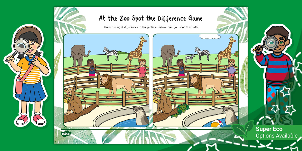 At the Zoo Spot the Difference Game (teacher made) - Twinkl