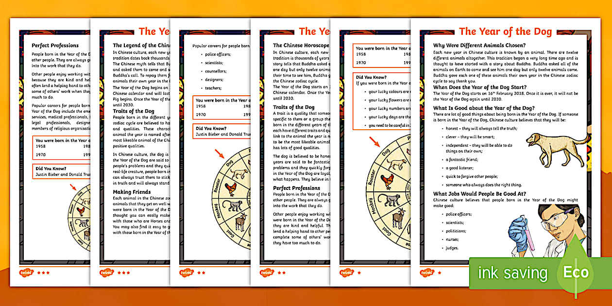 LKS2 The Year of the Dog Differentiated Fact File - Twinkl