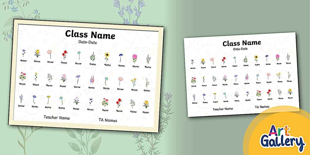Flowers Personalised Teacher Class End of Year Gift Poster