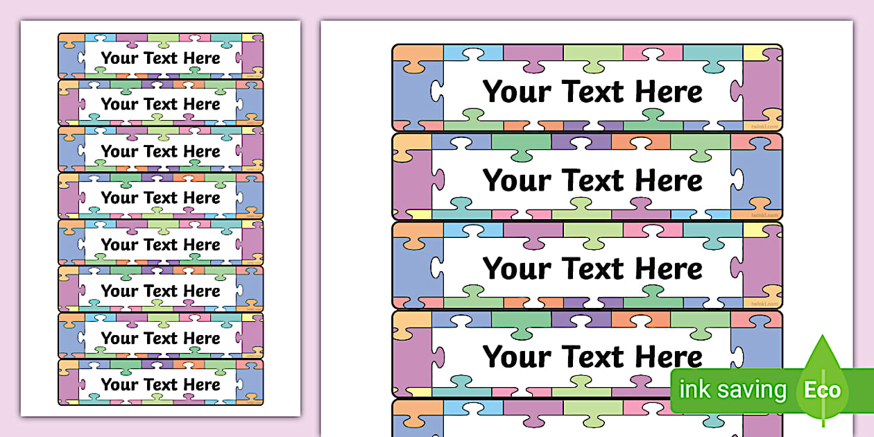 Jigsaw Tray Labels