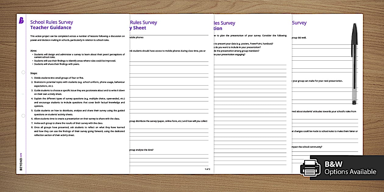 School Rules Survey Activity