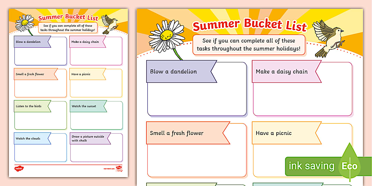 Summer Bucket List Activities (Teacher-Made) - Twinkl