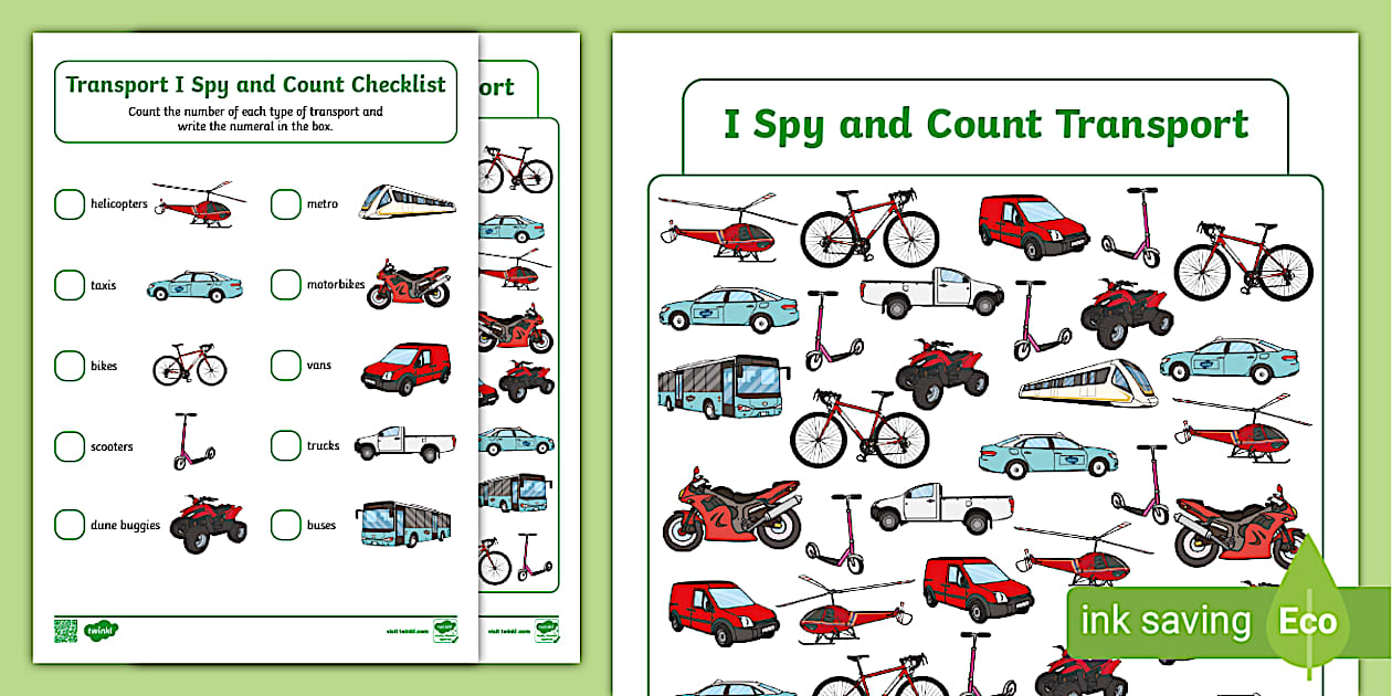 I Spy and Count Transport Activity (teacher made) - Twinkl
