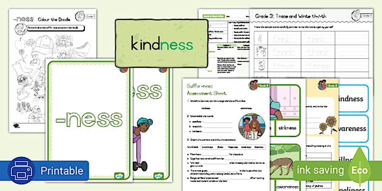 Grade 3 Phonics Pack suffix -ness (teacher made) - Twinkl