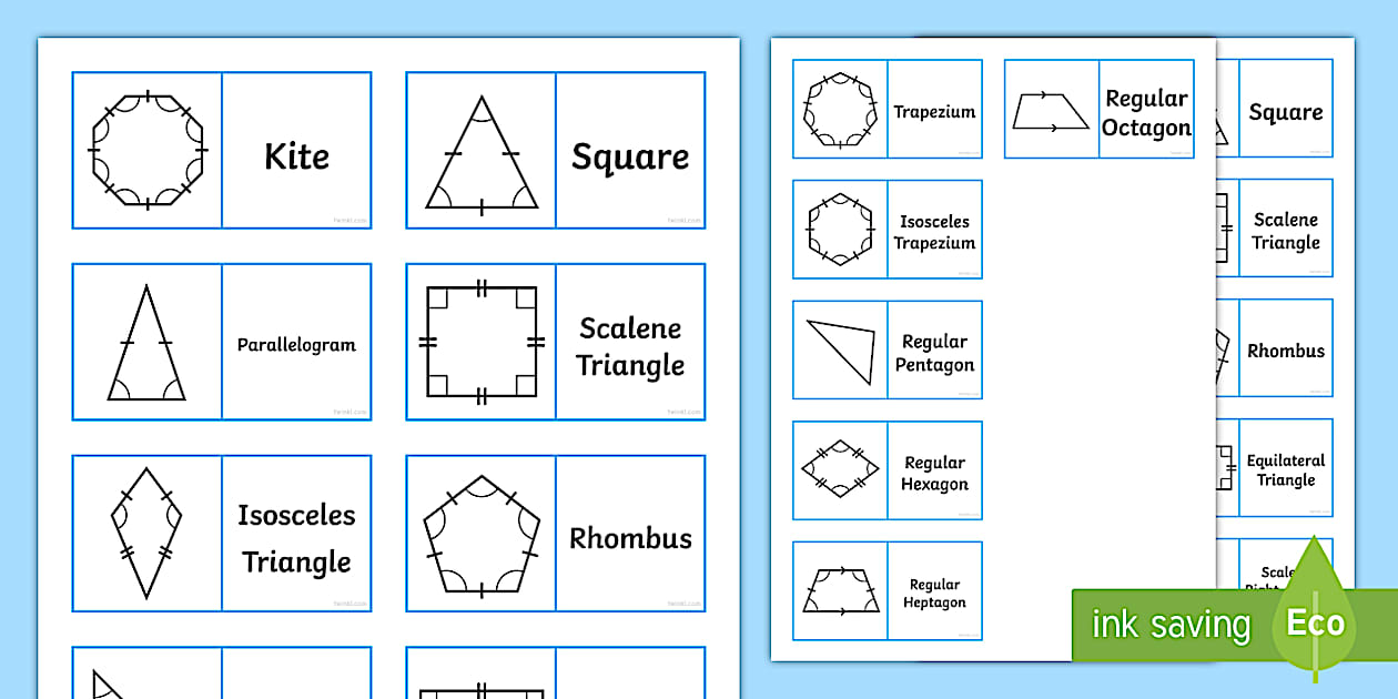 2D Shape Dominoes - Geometry (teacher made) - Twinkl