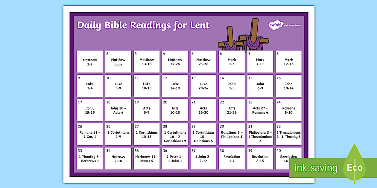 Lenten Daily Bible Readings A4 Display Poster - Twinkl