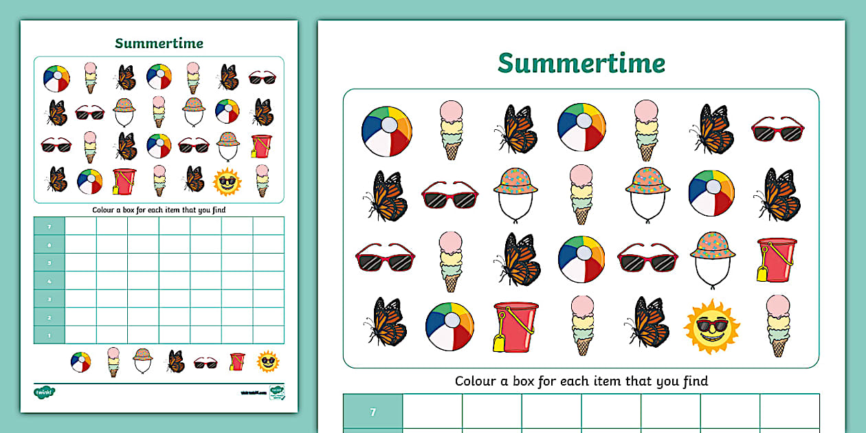Summer Bar Graph Activity Sheet (teacher made) - Twinkl