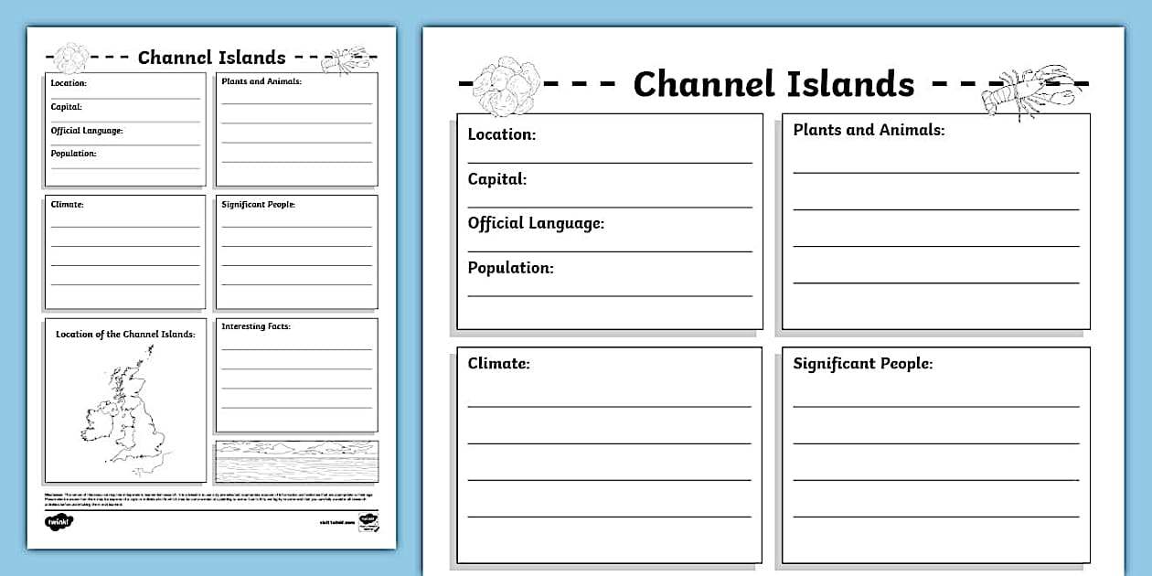 Channel Islands Fact File Template (teacher made) - Twinkl