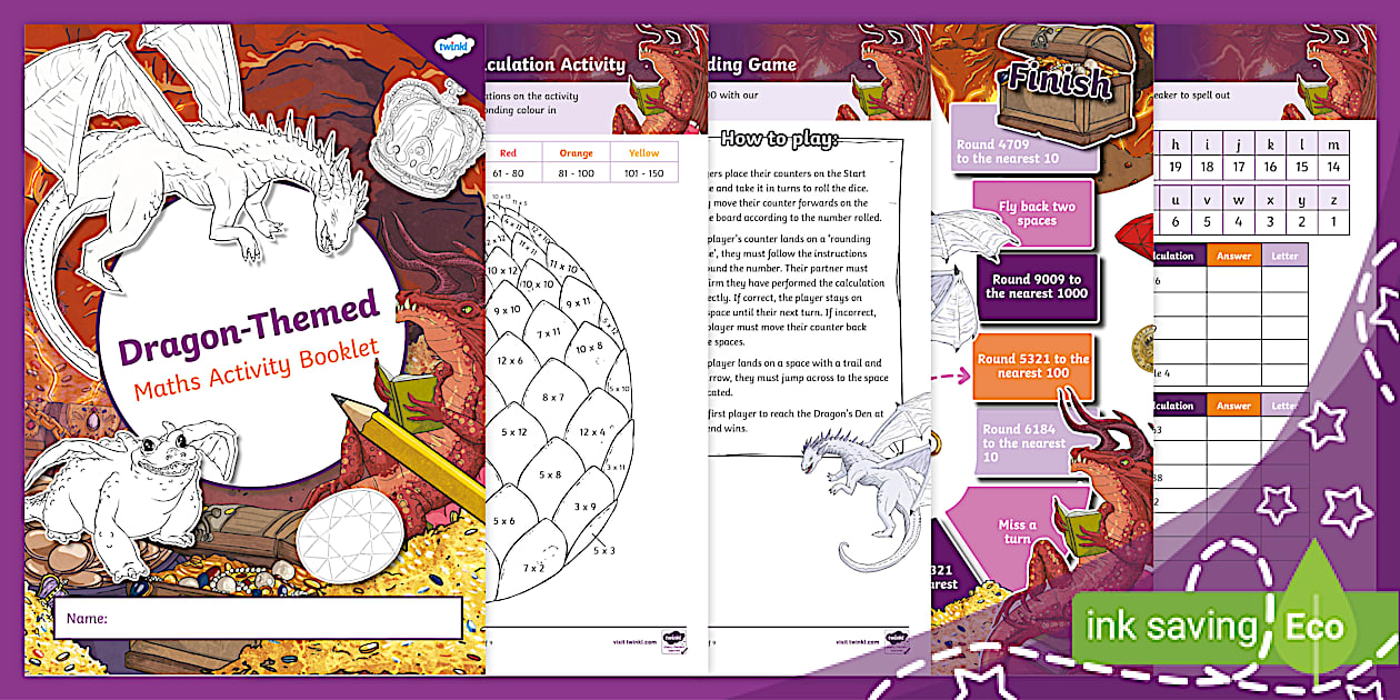 Dragon-Themed Maths Activity Booklet LKS2 (Ages 7 - 9)