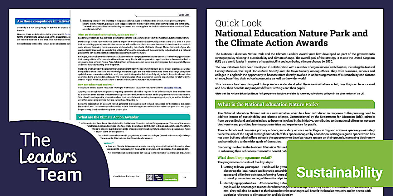 Quick Look: Nature Parks and the Climate Action Awards