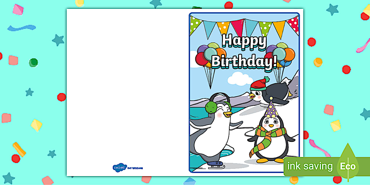 Penguin Birthday Card (teacher made) - Twinkl