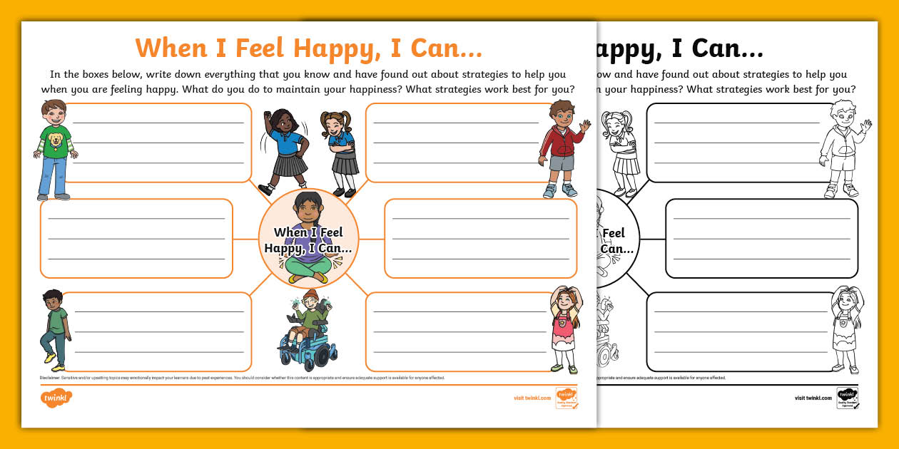 When I Feel Happy, I Can... Mind Map - PSHE - Twinkl