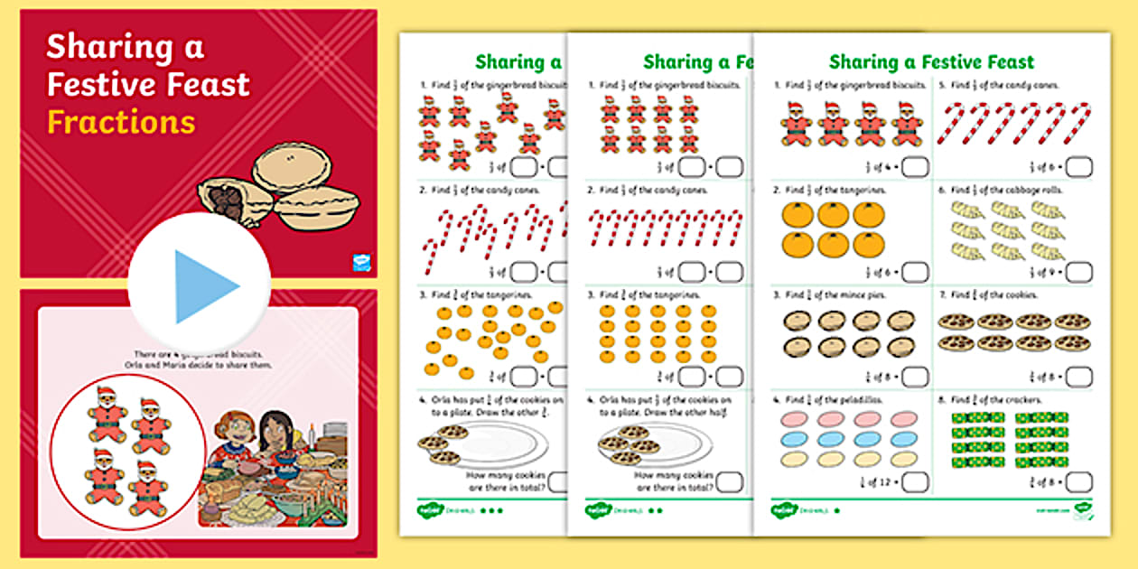 👉 Sharing a Festive Feast: Year 2 Fractions Lesson Pack