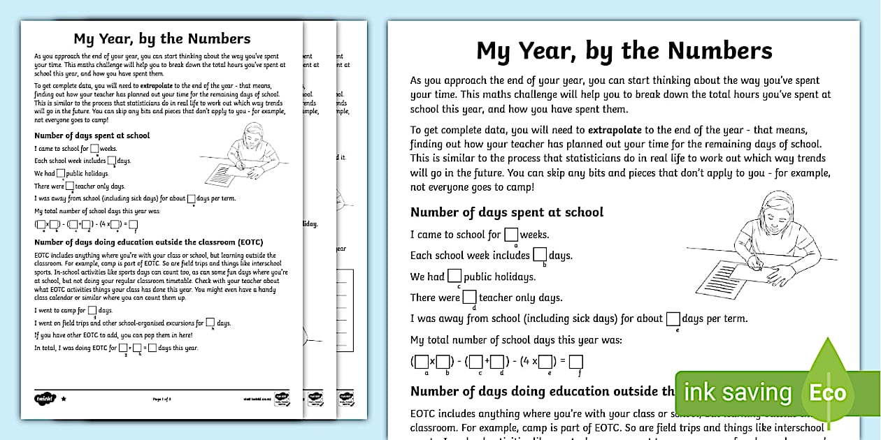 End of Year Maths: My Year By the Numbers (teacher made)