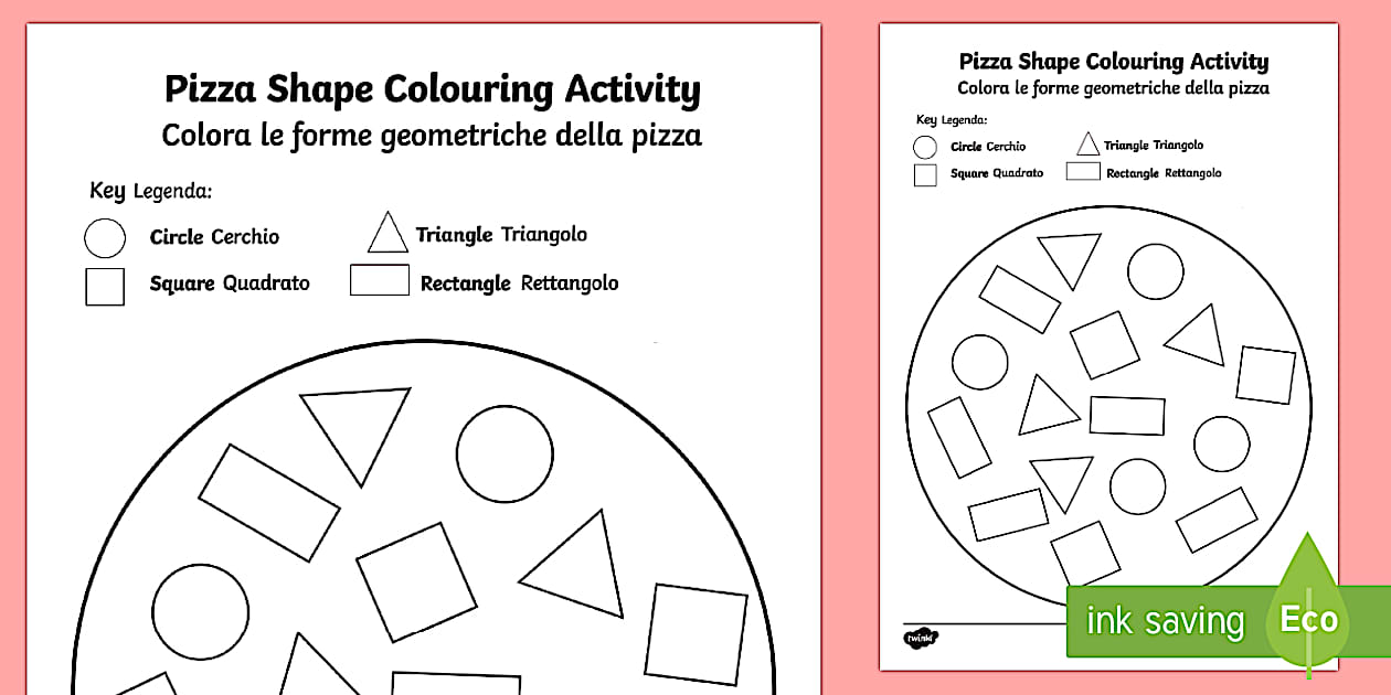 Shape Pizza Colouring Activity English/Italian - Shape Pizza Colouring