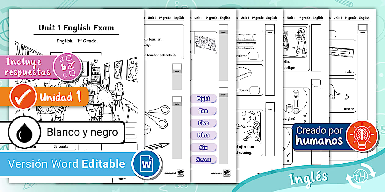 Inglés | 1° Básico | Unidad 1 | Evaluación | School | Number