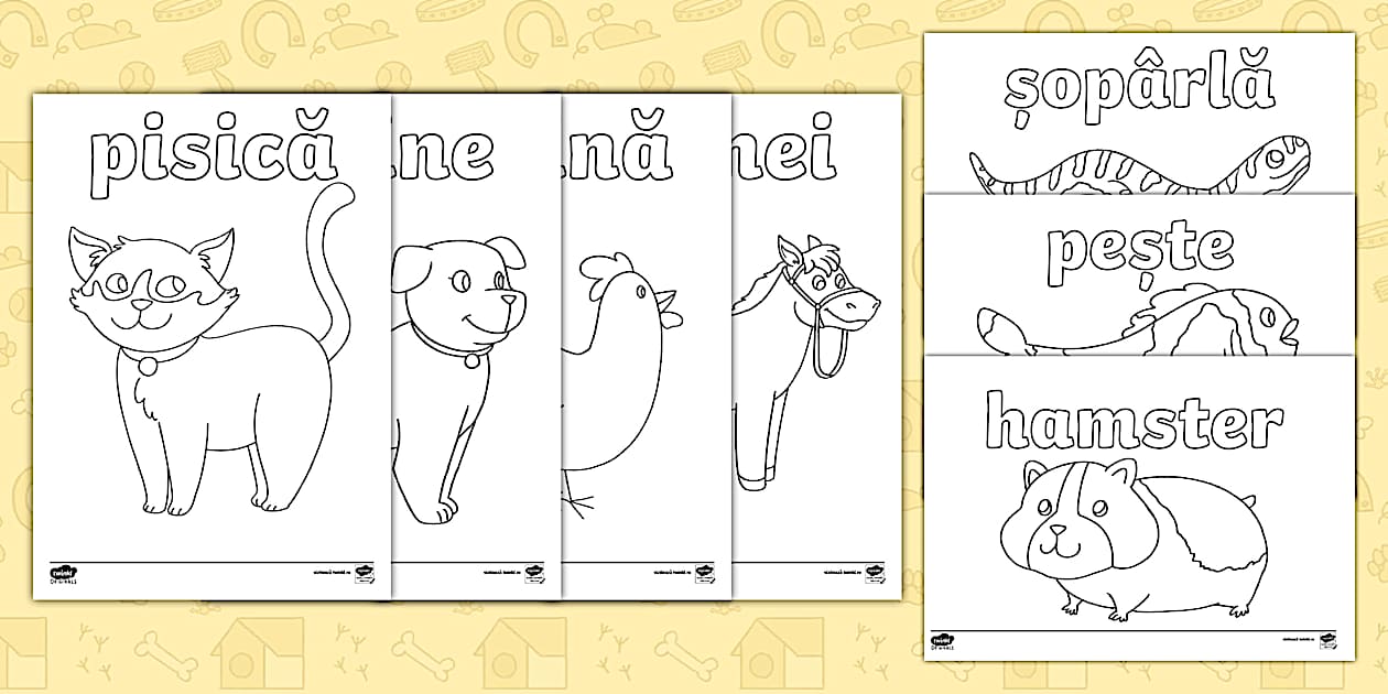 Animale de companie – Desene de colorat