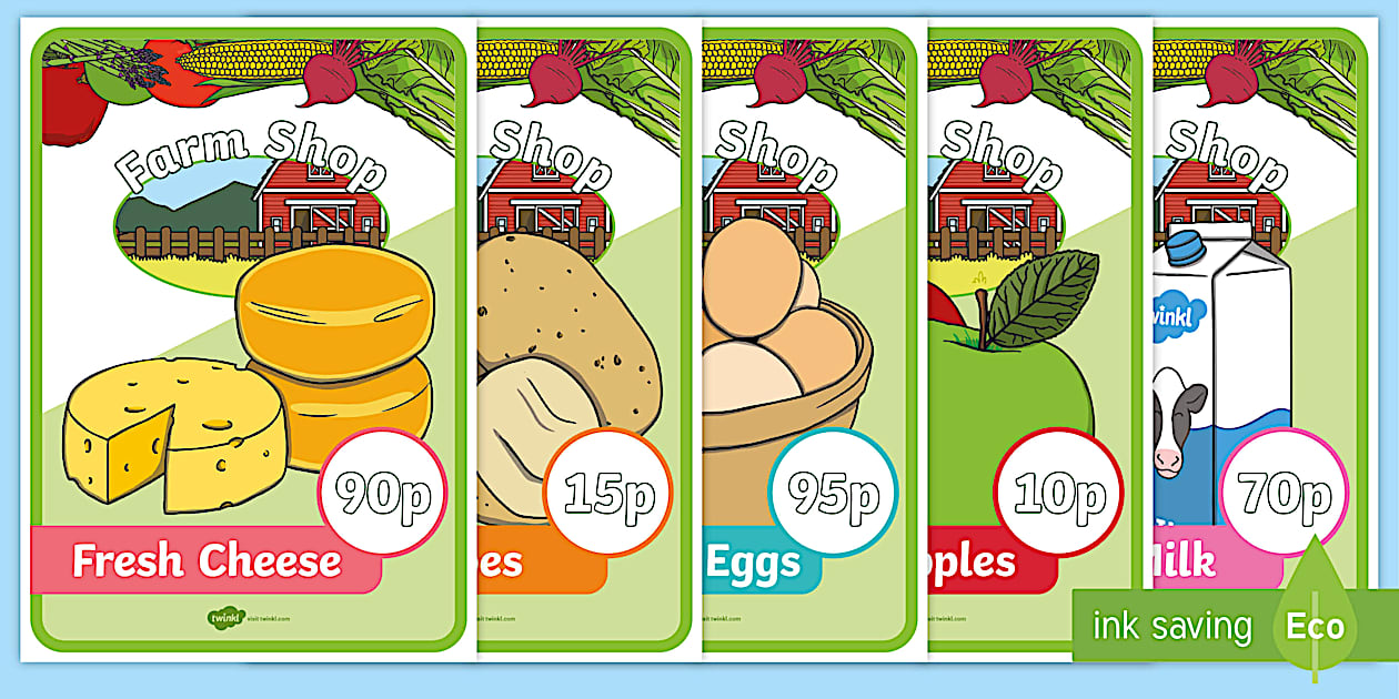 Cursive Farm Shop Role Play Display Posters - Twinkl