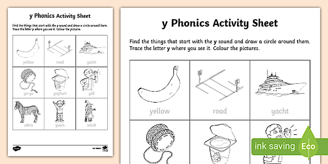 y Phonics Worksheet | Twinkl Teacher-Made Resources - Twinkl
