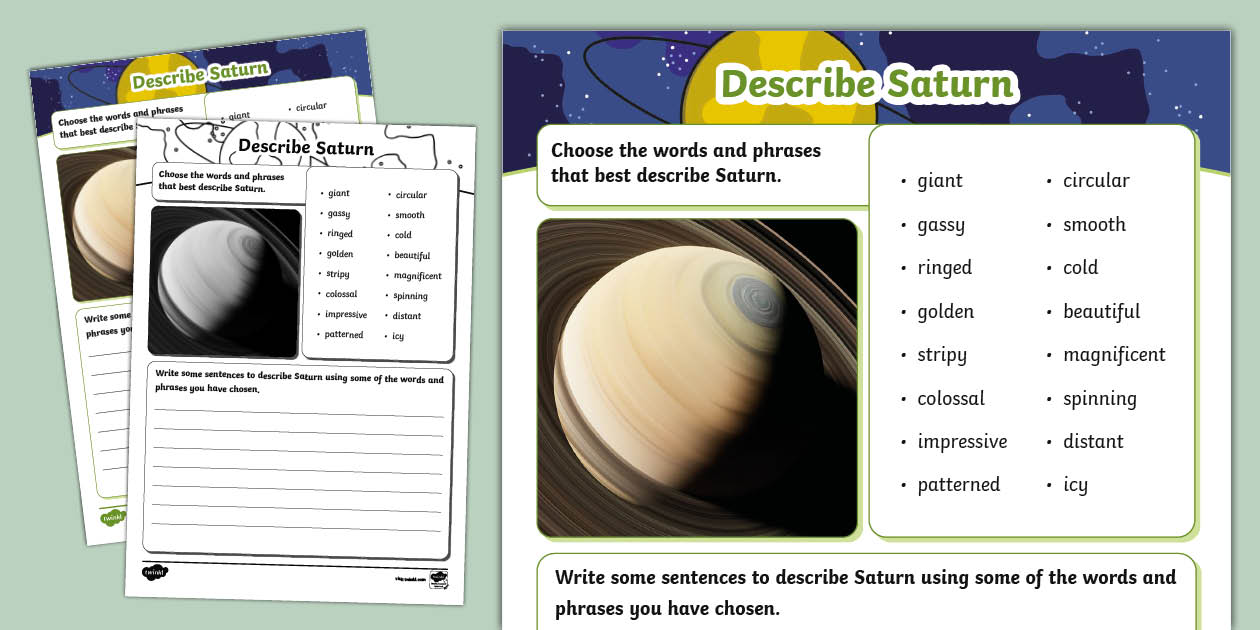 * NEW * Describe Saturn Worksheet - Describing Planets