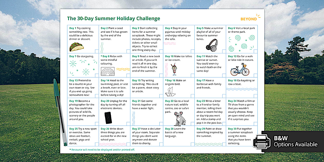 30-Day Summer Challenge | Wellbeing Resources | Beyond