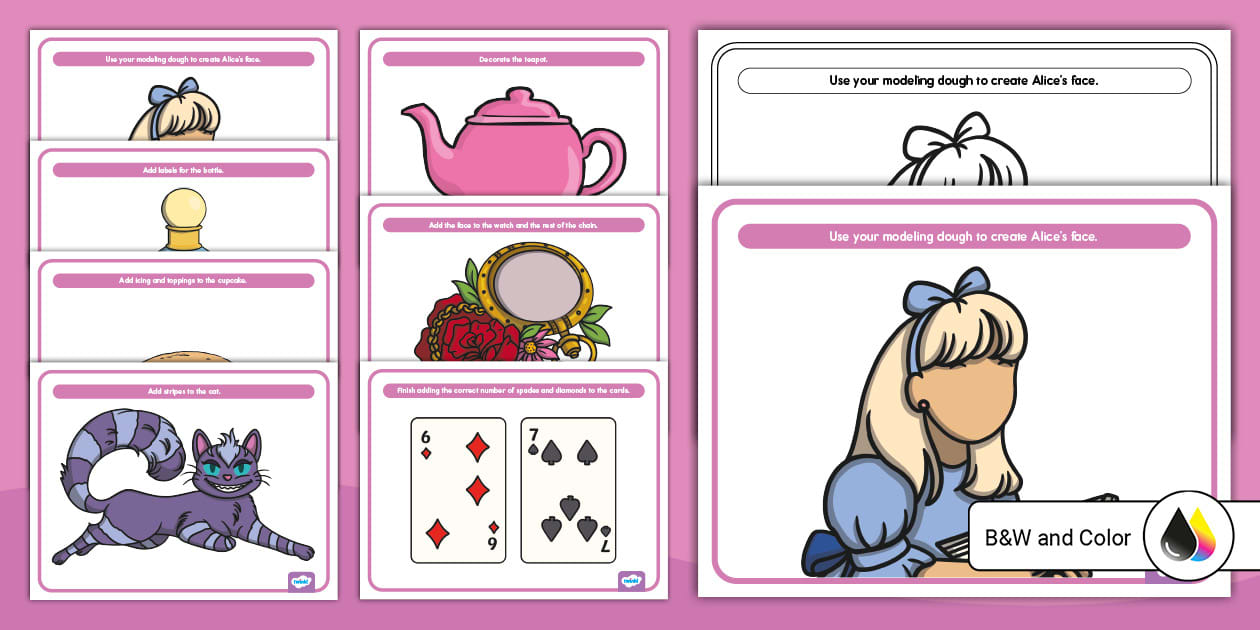 Alice in Wonderland Modeling Dough Mats (teacher made)