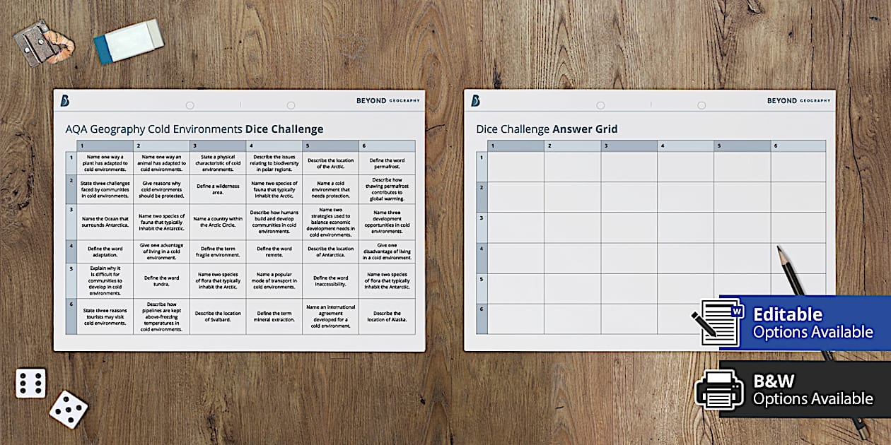 AQA Geography: Cold Environments Revision Dice Challenge