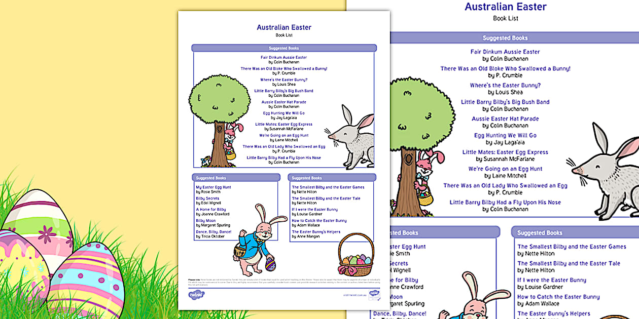 Australian Easter Book List (teacher made) - Twinkl