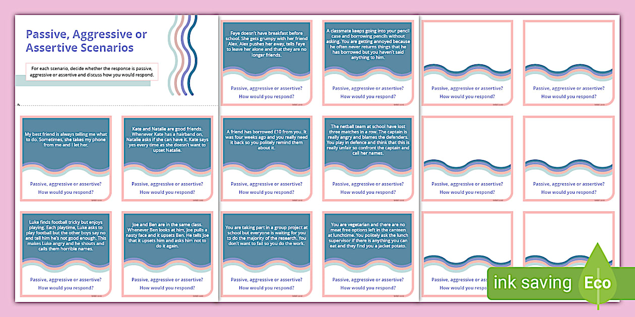 Older Learners: Passive, Aggressive or Assertive Scenario Discussion Cards