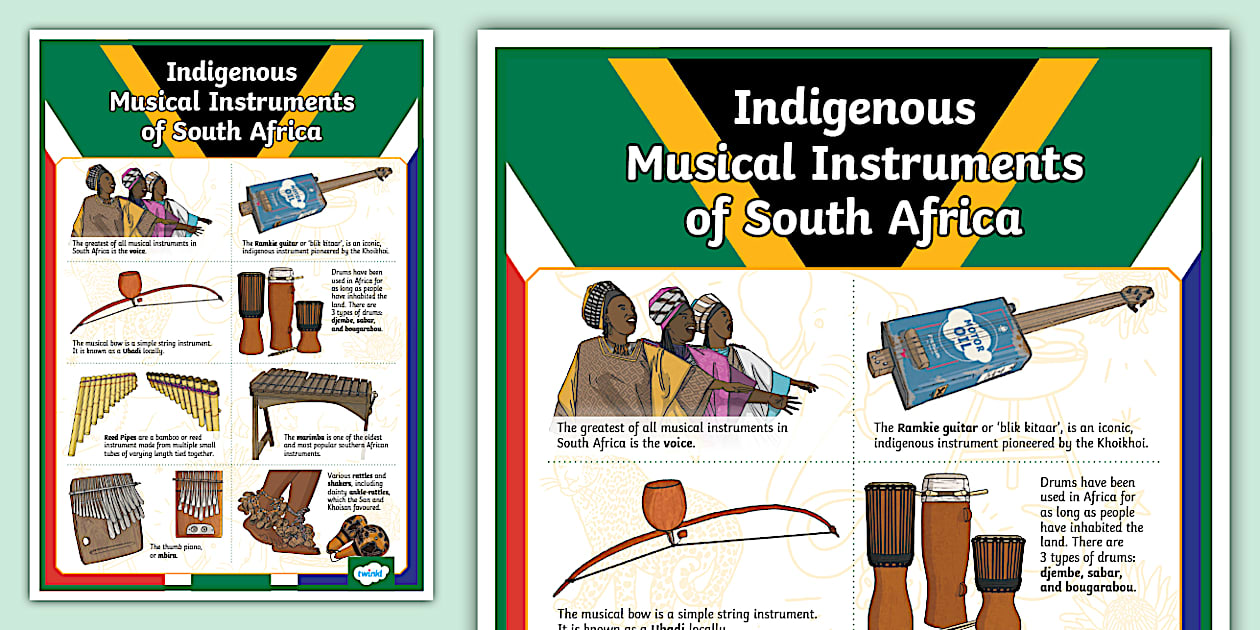South African Indigenous Musical Instruments Poster - Twinkl