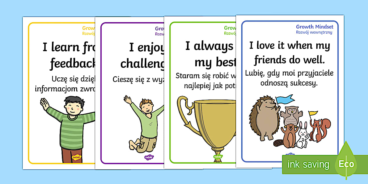 Growth Mindset Statement Posters English/Polish - Twinkl