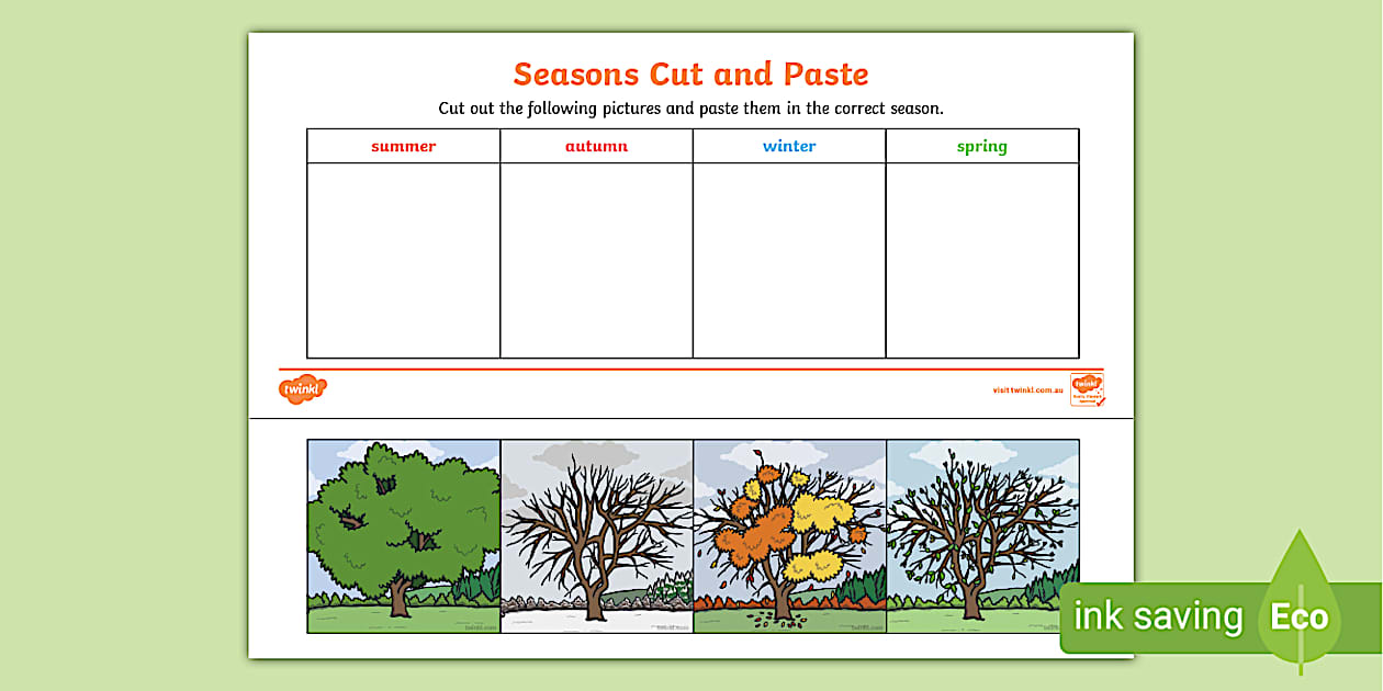 Seasons Cut and Paste Activity Australia (teacher made)