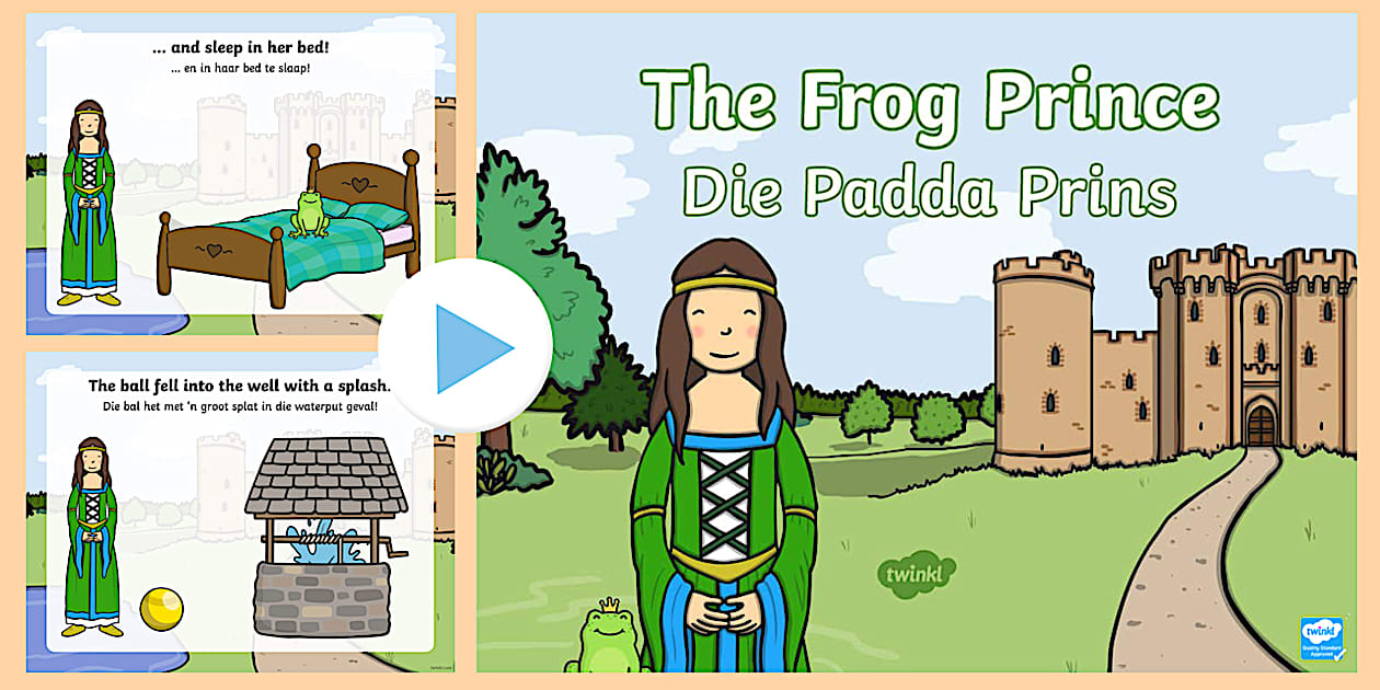 The Frog Prince Story PowerPoint English Afrikaans - Twinkl