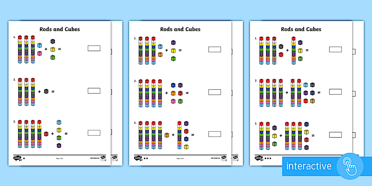 Year 2 Maths Homework Rods and Cubes Homework Worksheet