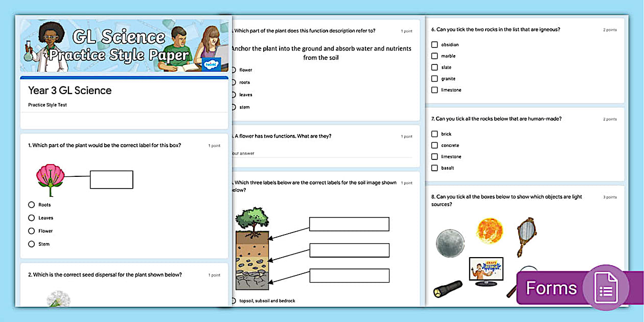Year 3 Science GL Style Practice Test (teacher made)