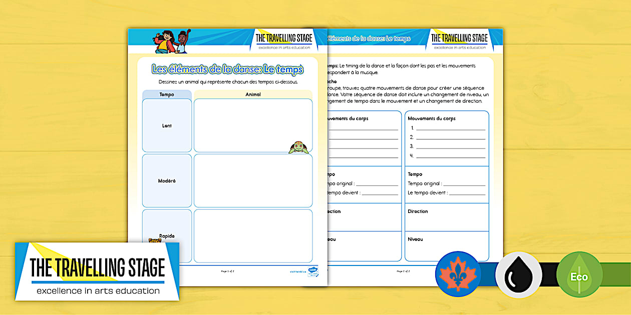 The Elements of Dance Time Worksheet French