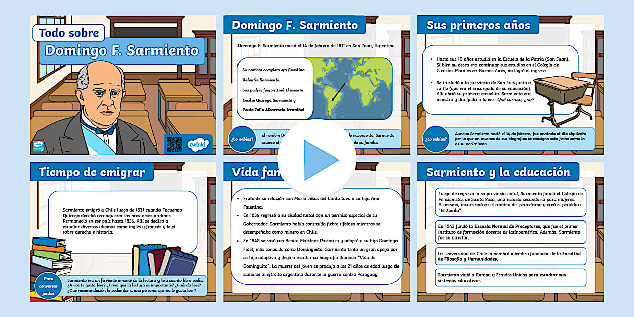Biografía de Sarmiento para primaria - Twinkl Argentina