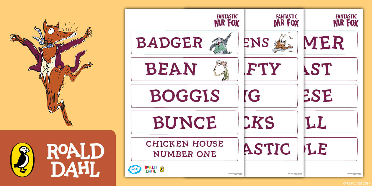 FREE! - ‘Fantastic Mr Fox’ Words Cards | Roald Dahl | Twinkl