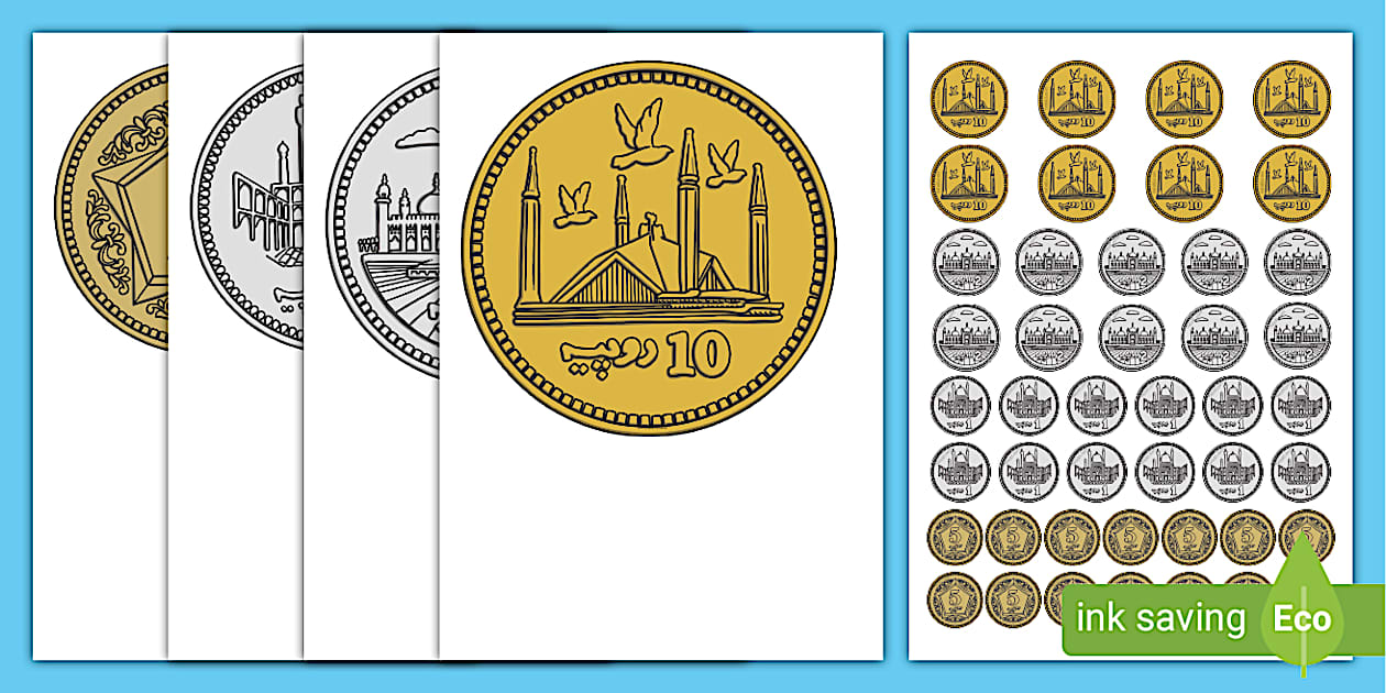 Pakistan Currency Coins Cutouts (teacher made) - Twinkl