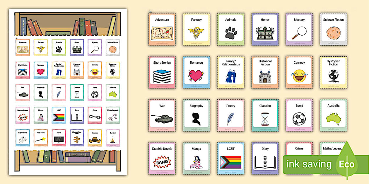 Fiction Book Spine Labels - Library Resources (Teacher-Made)