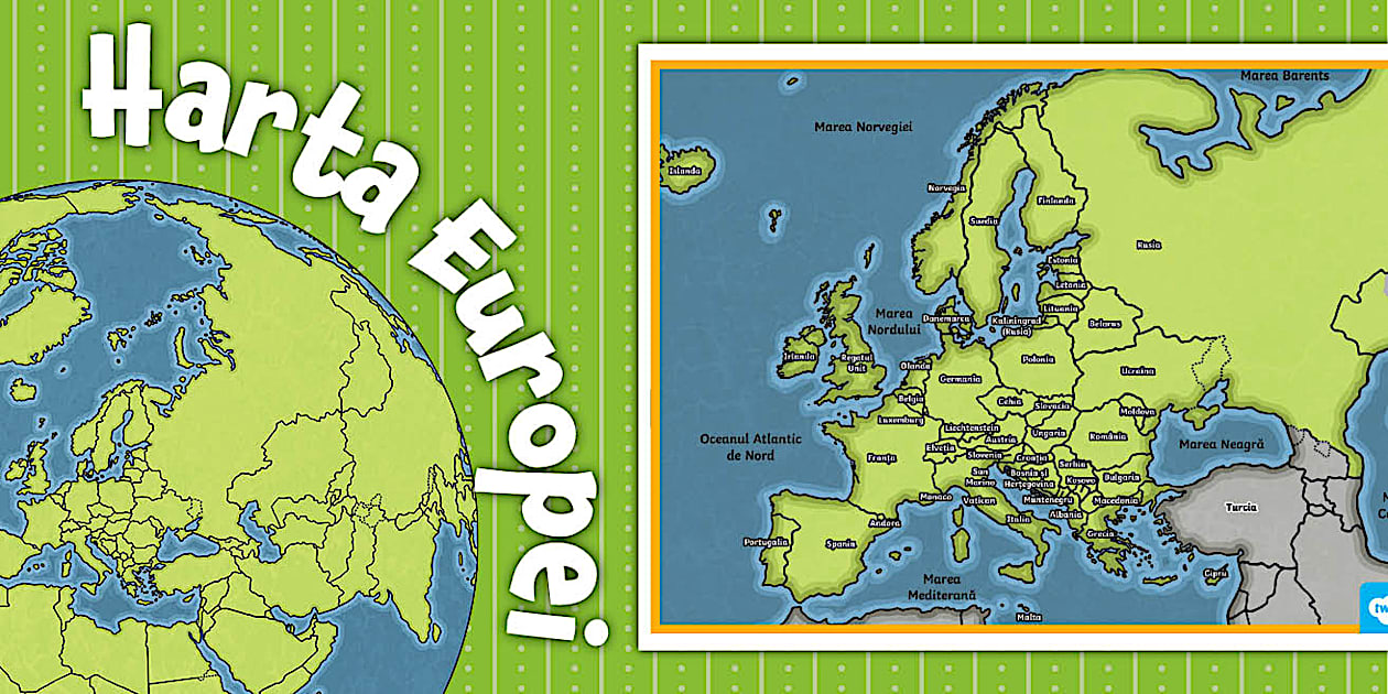 Europa - Hartă pentru ciclul primar | Twinkl România