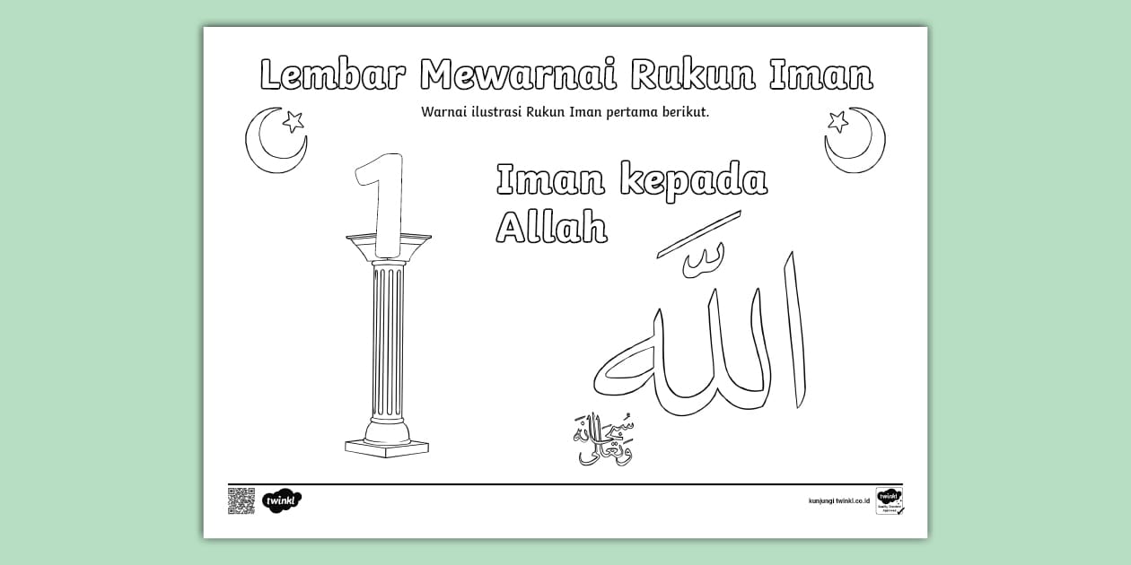 Lembar Mewarnai Iman kepada Allah SWT - Twinkl