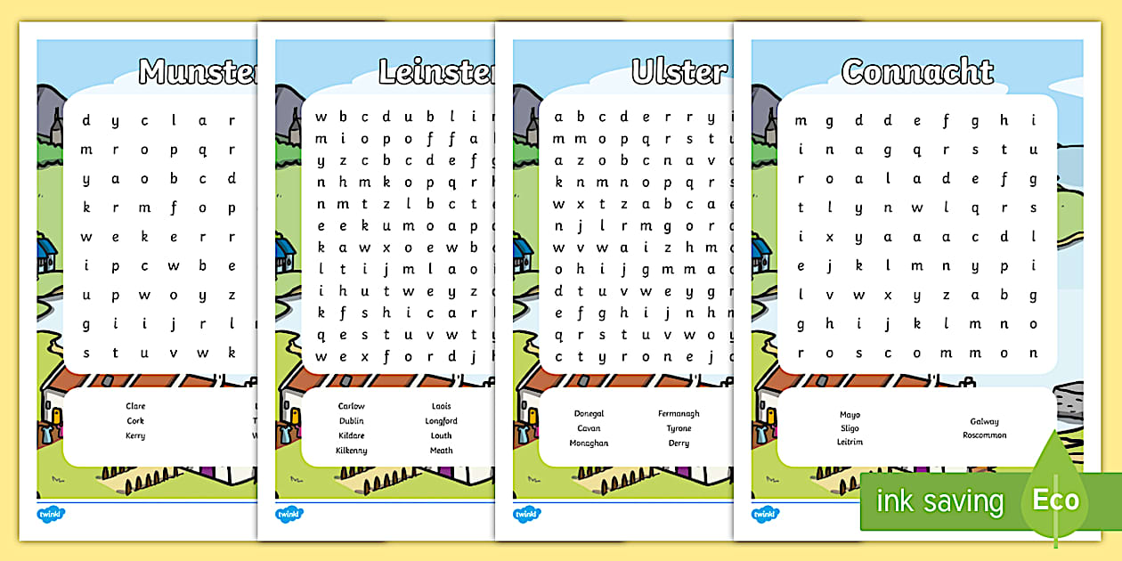 Counties of Ireland Word Search Pack | Twinkl Resources