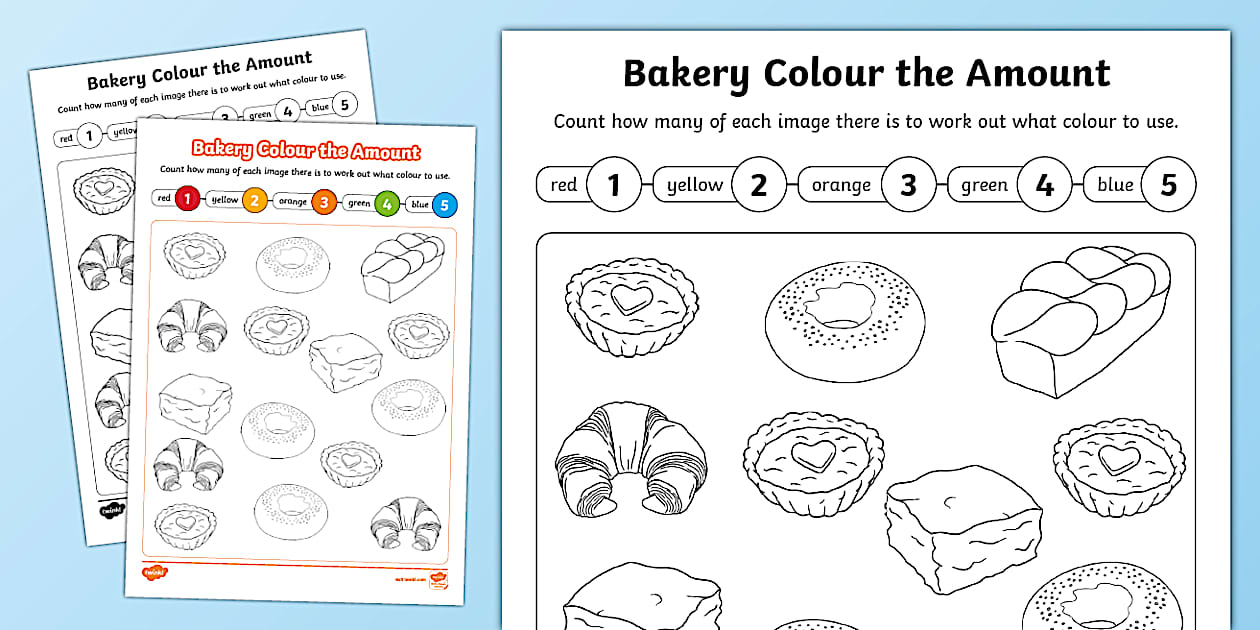 👉 Bakery Colour the Amount Worksheet - Twinkl